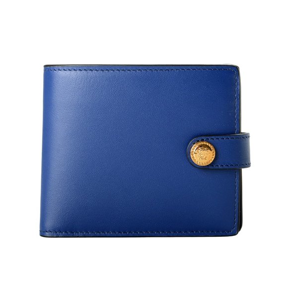 Versace | Bags | Versace Mens Royal Blue 0 Leather Gold Medusa Bifold ...